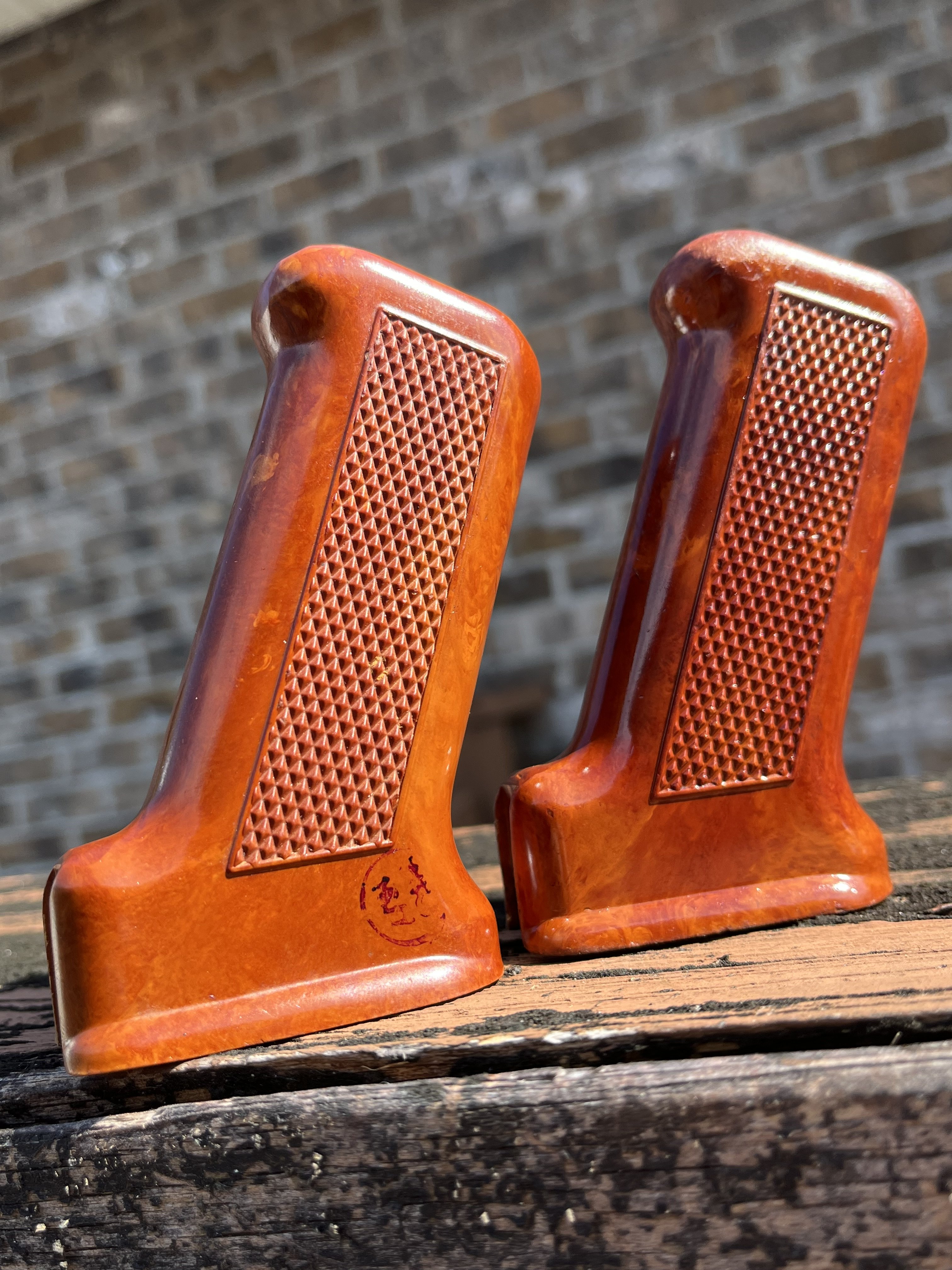 Orange Polish Fat Bakelite Grips | Combloc Market